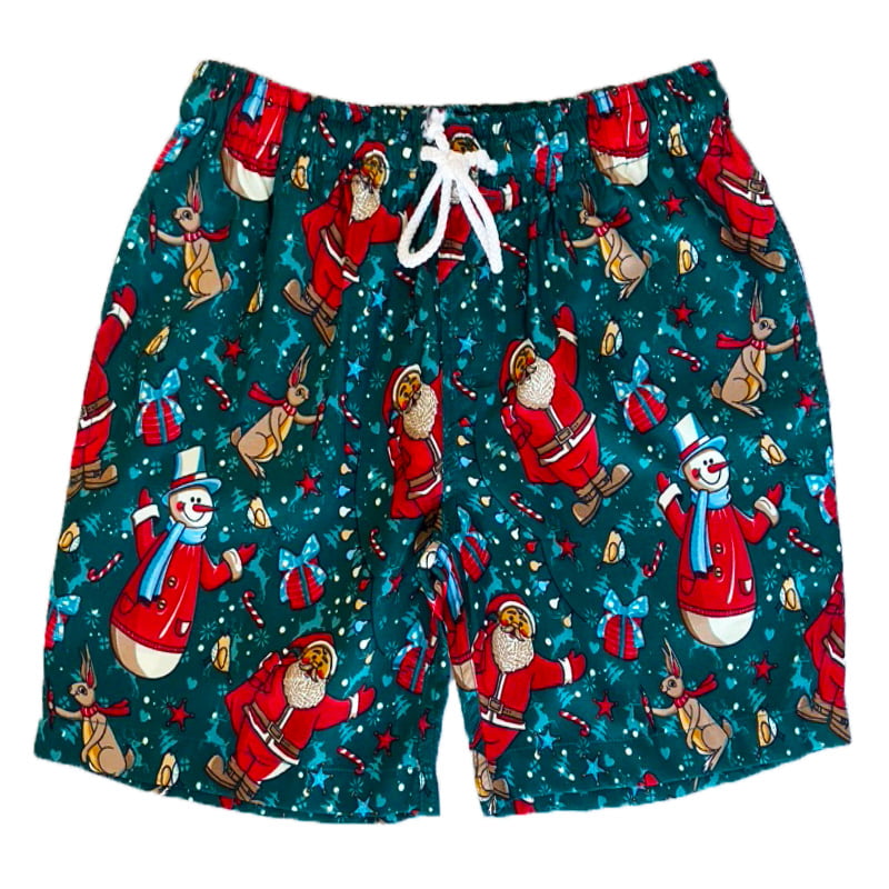 Santa Snowman Green Christmas Kids Shorts – TropicoolClothing